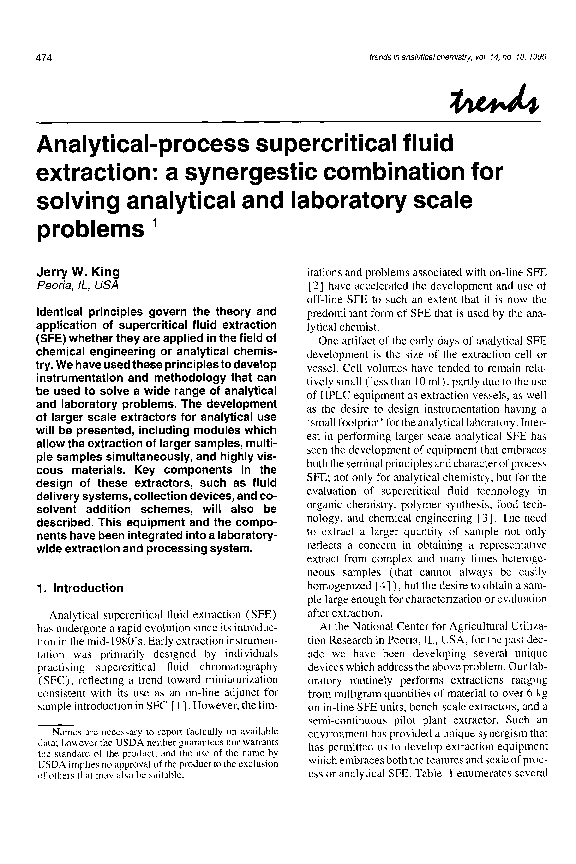 (PDF) Analytical-process supercritical fluid extraction: a synergestic combination for solving ...