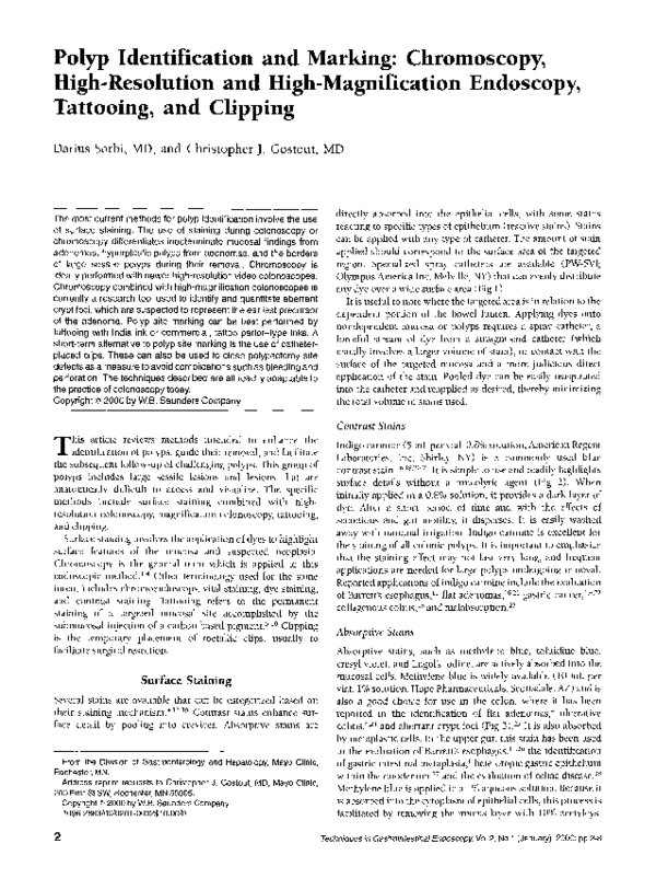 (PDF) Polyp identification and marking: Chromoscopy, high-resolution ...
