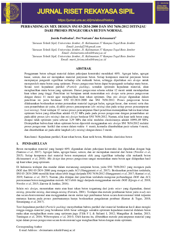 (PDF) Perbandingan MIX Design Sni 03-2834-2000 Dan Sni 7656:2012 ...