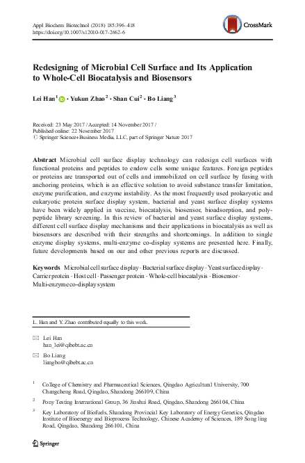(PDF) Redesigning of Microbial Cell Surface and Its Application to ...
