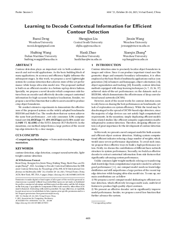 Pdf Learning To Decode Contextual Information For Efficient Contour Detection