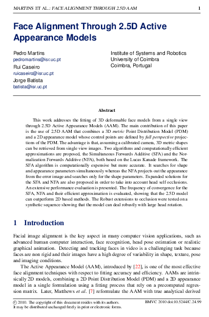 (PDF) Face Alignment Through 2.5D Active Appearance Models