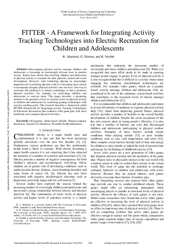 (PDF) Fitter - A Framework For Integrating Activity Tracking ...