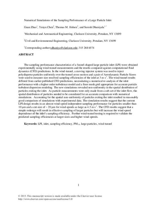 Pdf Numerical Simulations Of The Sampling Performance Of A Large