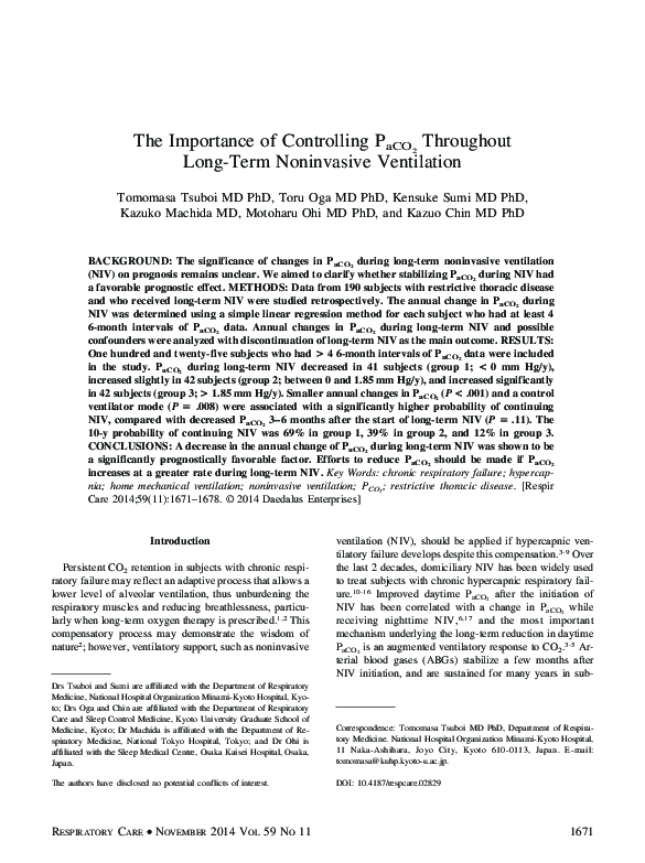 (PDF) The importance of controlling PaCO₂ throughout long-term ...