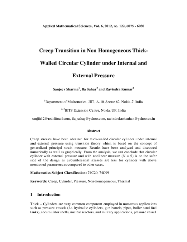 (PDF) Elastic-plastic Transition of a Non-homogeneous Thick-walled ...