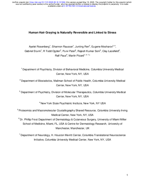 (PDF) Human Hair Graying is Naturally Reversible and Linked to Stress