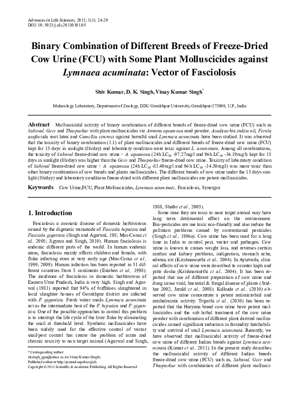(PDF) Binary Combination of Different Breeds of Freeze-Dried Cow Urine ...