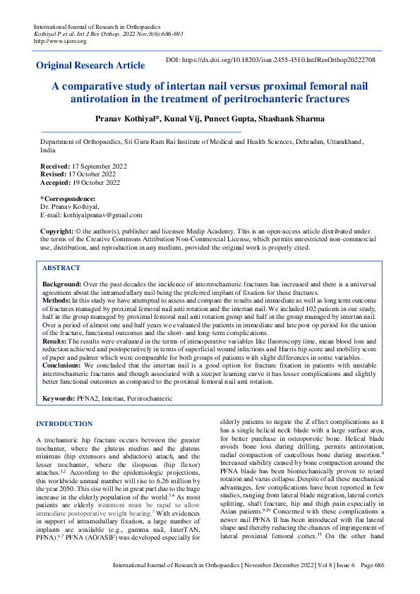(PDF) A comparative study of intertan nail versus proximal femoral nail ...