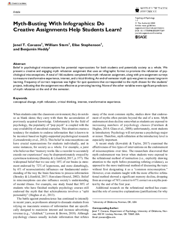 (PDF) Myth-Busting With Infographics: Do Creative Assignments Help ...