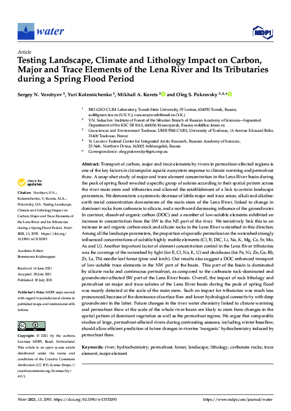 (PDF) Testing Landscape, Climate and Lithology Impact on Carbon, Major ...