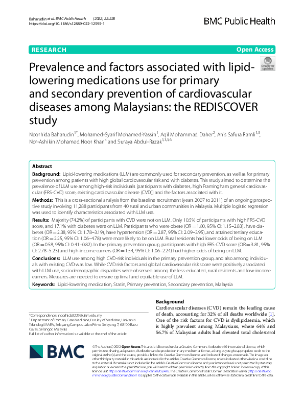 (PDF) Prevalence and factors associated with lipid-lowering medications ...