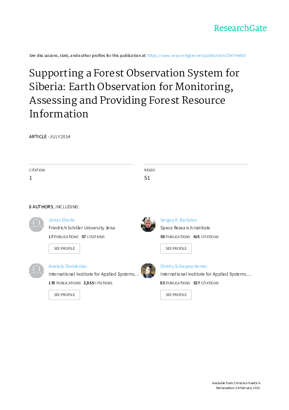 (PDF) Supporting a forest observation system for Siberia: Earth ...