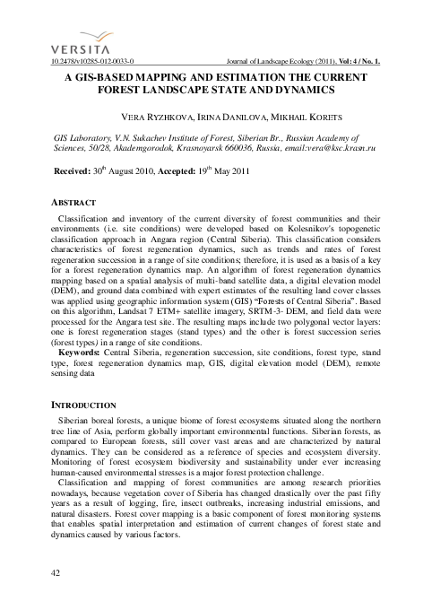 (PDF) A Gis-Based Mapping and Estimation the Current Forest Landscape State and Dynamics