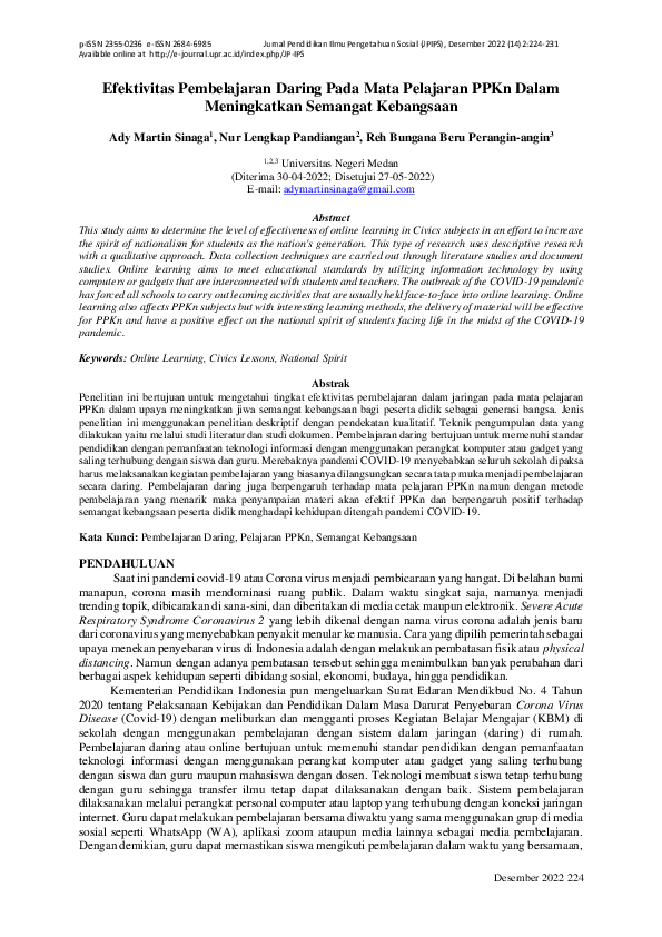 (PDF) Efektivitas Pembelajaran Daring Pada Mata Pelajaran PPKn Dalam ...