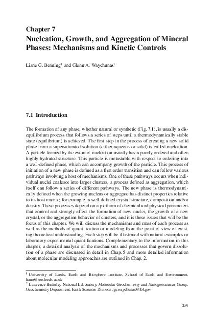 (PDF) Nucleation, Growth, and Aggregation of Mineral Phases: Mechanisms ...