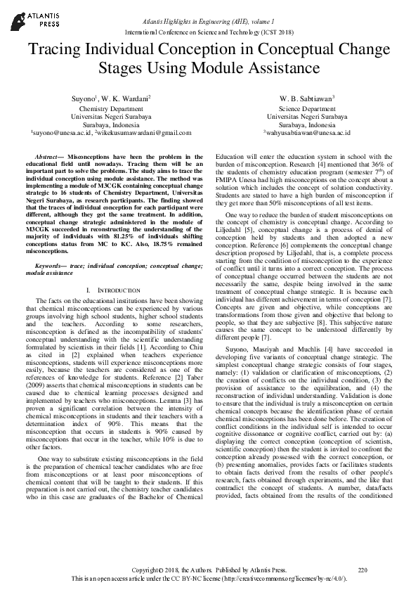 (PDF) Tracing Individual Conception in Conceptual Change Stages Using Module Assistance