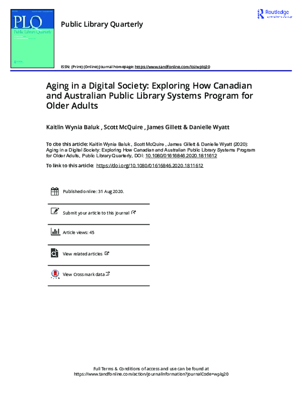 (PDF) Aging in a Digital Society: Exploring How Canadian and Australian ...