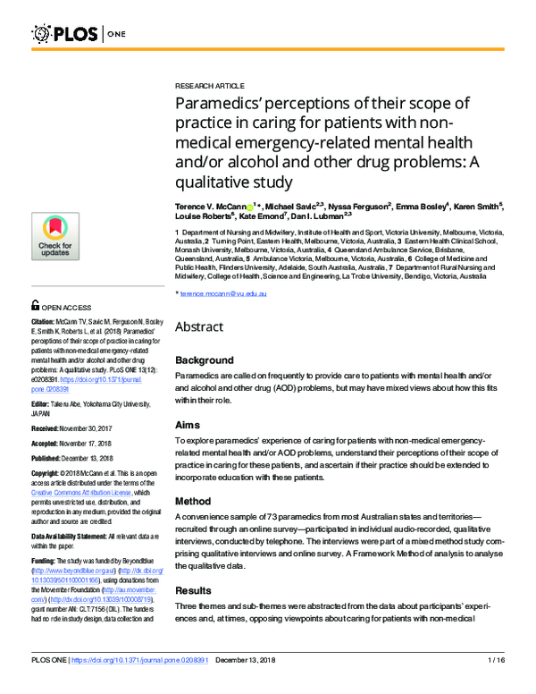 (PDF) Paramedics’ perceptions of their scope of practice in caring for ...