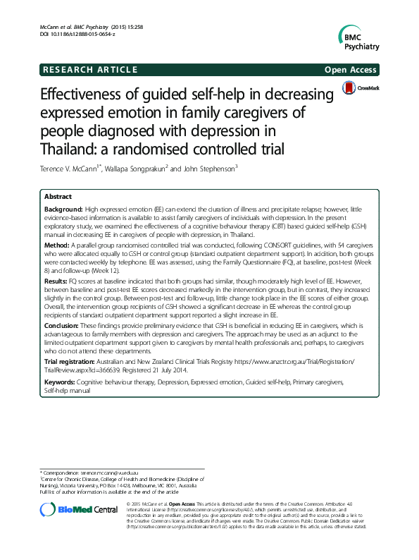 (PDF) Effectiveness of guided self-help in decreasing expressed emotion ...