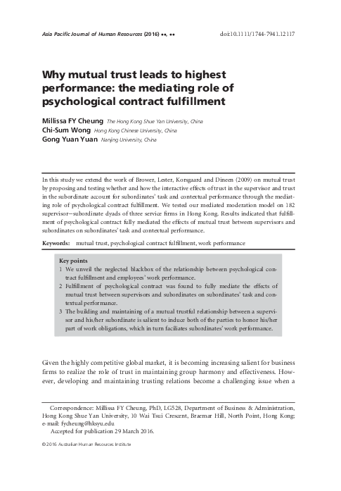 (PDF) Why mutual trust leads to highest performance: the mediating role ...