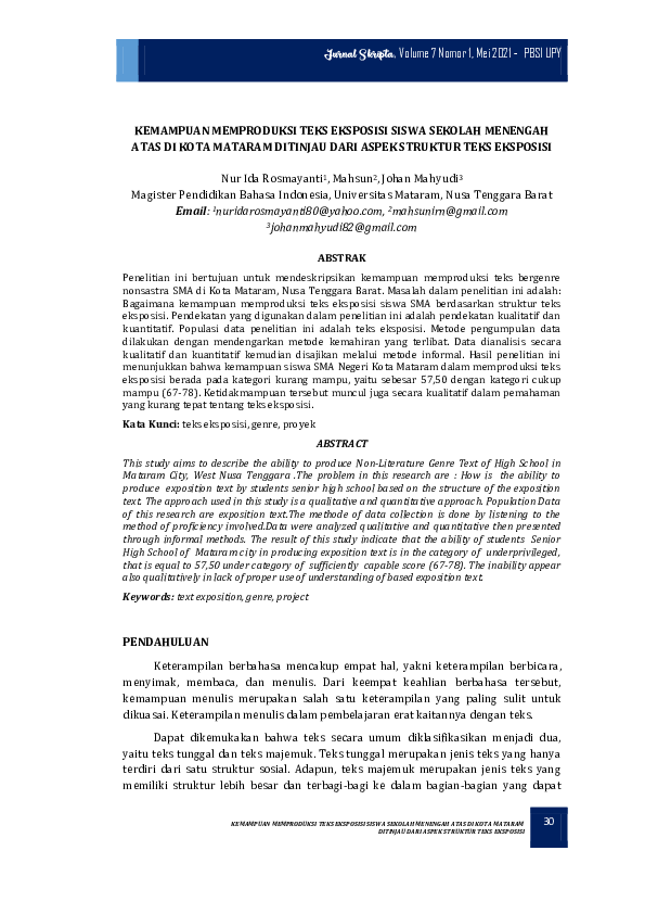 (PDF) Kemampuan Memproduksi Teks Eksposisi Siswa Sekolah Menengah Atas ...