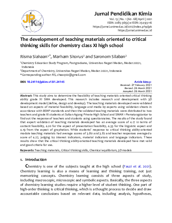 (PDF) The development of teaching materials oriented to critical ...