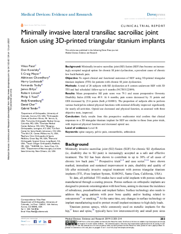 (PDF) Minimally invasive lateral transiliac sacroiliac joint fusion ...