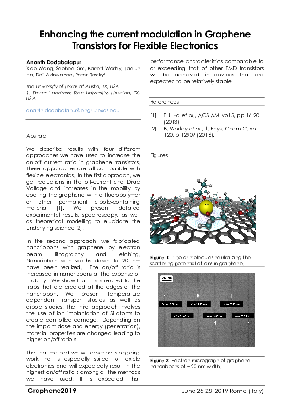 (PDF) Enhancing the current modulation in Graphene Transistors for Flexible Electronics