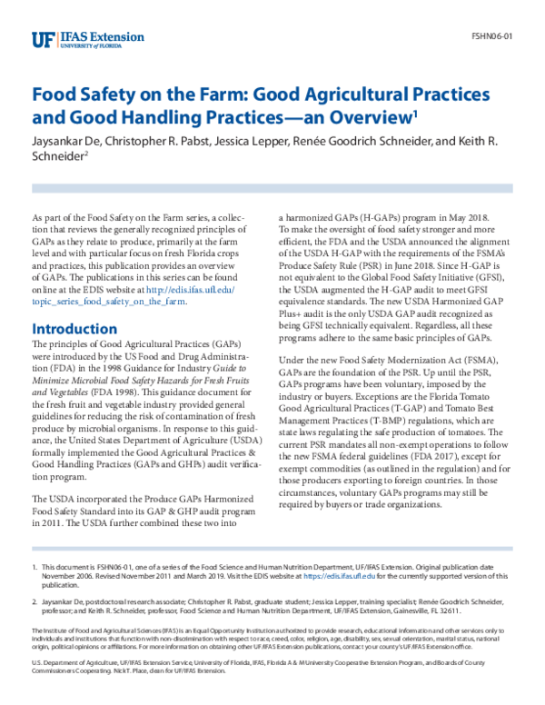 (PDF) Food Safety on the Farm – An Overview of Good Agricultural Practices