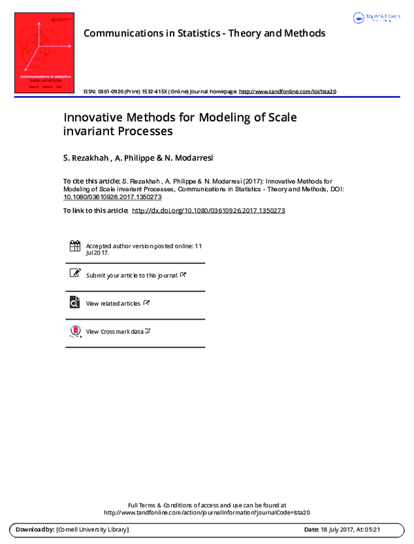 Pdf Innovative Methods For Modeling Of Scale Invariant Processes