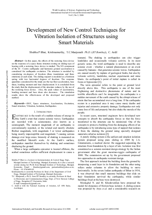 (PDF) Development Of New Control Techniques For Vibration Isolation Of ...