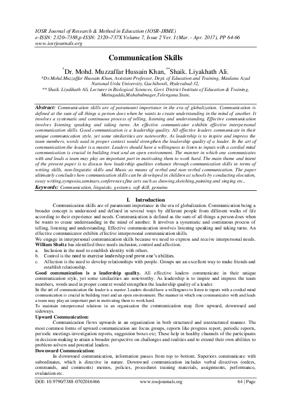 (PDF) Communication Skills