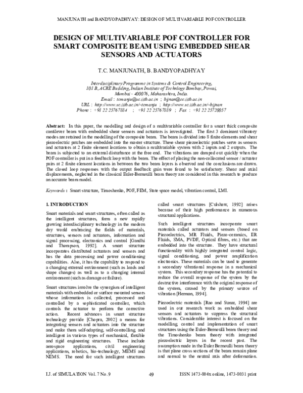 (PDF) Design of Multivariable Pof Controller for Smart Composite Beam Using Embedded Shear ...