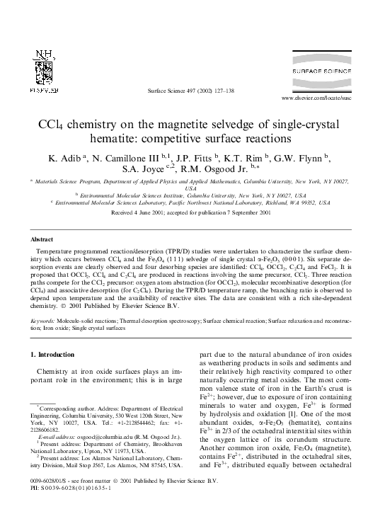 (PDF) CCl4 chemistry on the magnetite selvedge of single-crystal ...