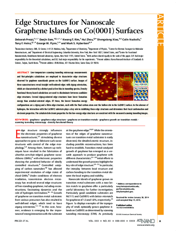(PDF) Edge structures for nanoscale graphene islands on Co(0001) surfaces