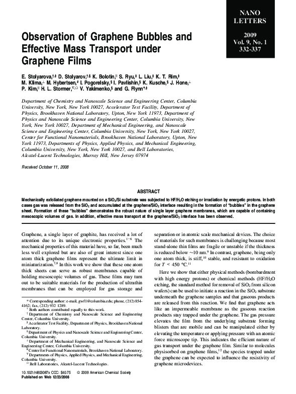 (PDF) Observation of Graphene Bubbles and Effective Mass Transport ...