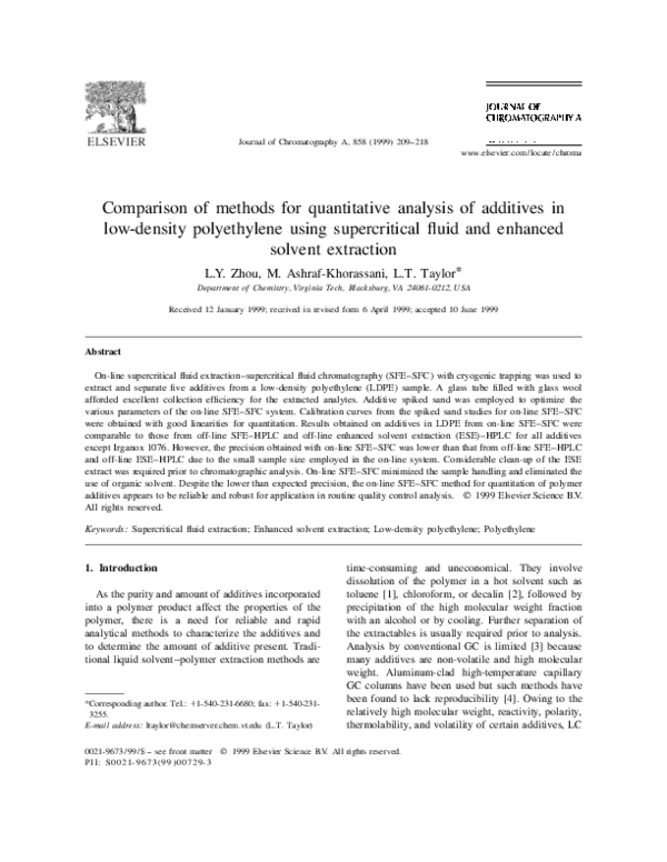 (PDF) Comparison of methods for quantitative analysis of additives in low-density polyethylene ...