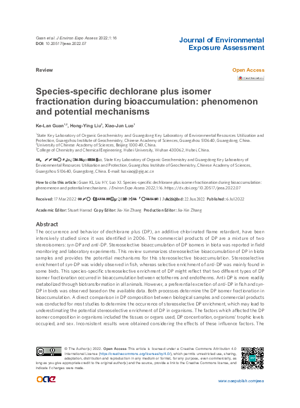 (PDF) Species-specific dechlorane plus isomer fractionation during ...