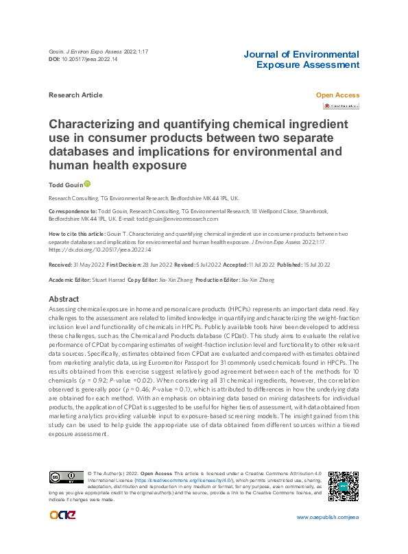(PDF) Characterizing and quantifying chemical ingredient use in ...