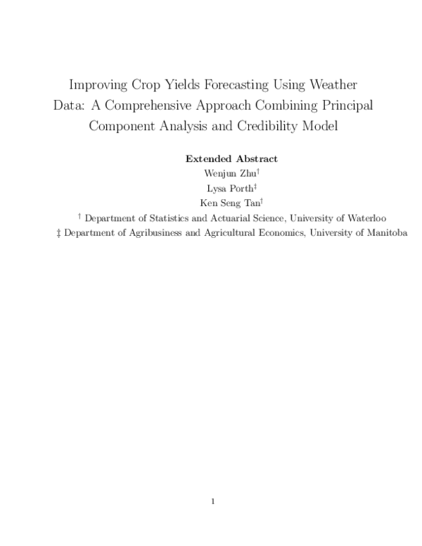 (PDF) Improving Crop Yields Forecasting Using Weather Data: A Comprehensive Approach Combining ...