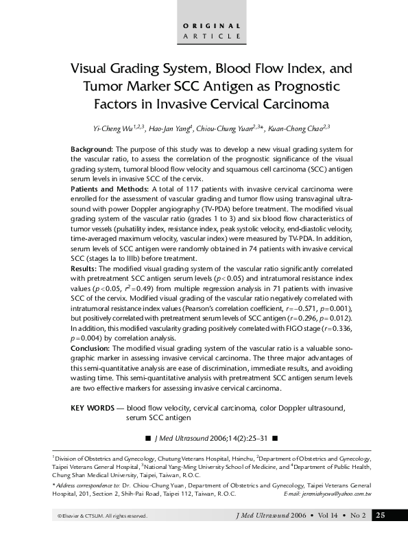 (PDF) Visual Grading System, Blood Flow Index, and Tumor Marker SCC ...