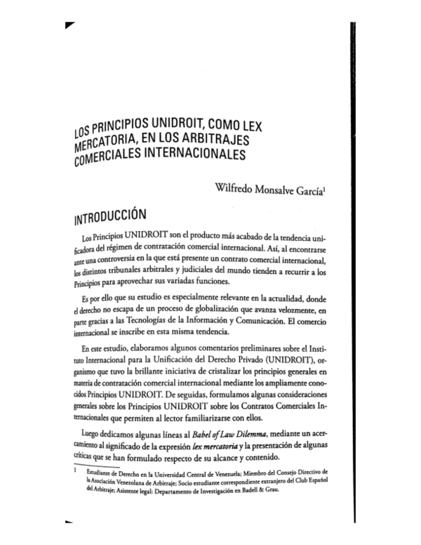 (PDF) Los Principios UNIDROIT, como lex mercatoria, en los arbitrajes ...