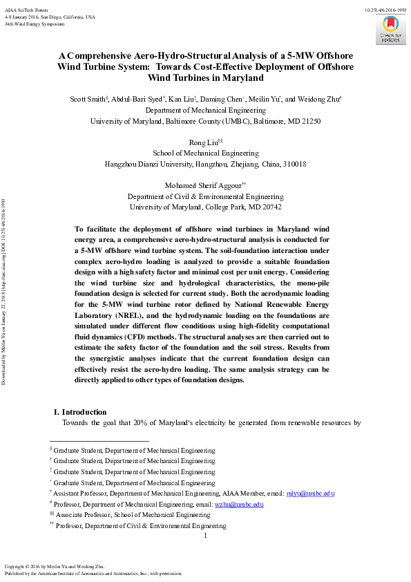 Pdf A Comprehensive Aero Hydro Structural Analysis Of A 5 Mw Offshore Wind Turbine System