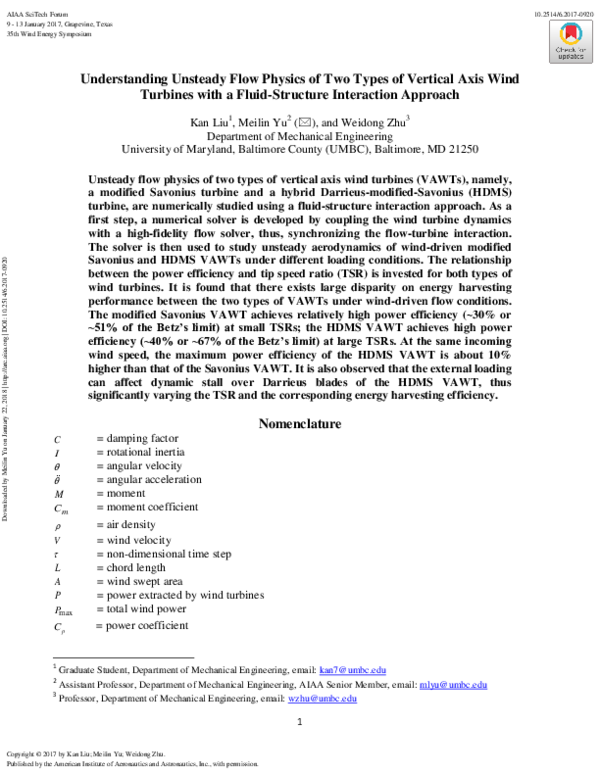 Pdf Understanding Unsteady Flow Physics Of Two Types Of Vertical Axis