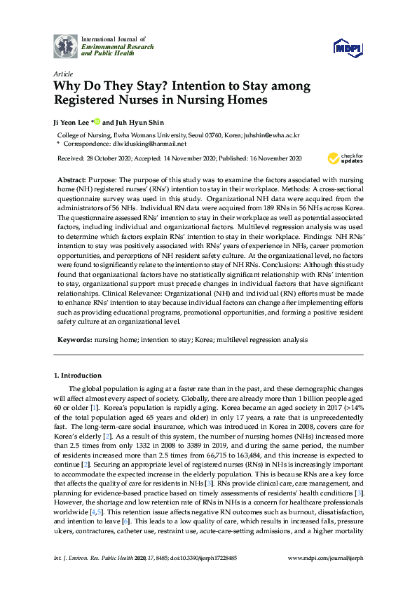 (PDF) Why Do They Stay? Intention to Stay among Registered Nurses in ...