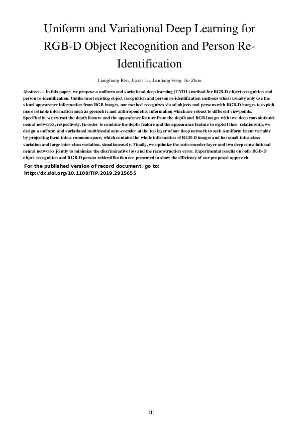 (PDF) Uniform and Variational Deep Learning for RGB-D Object Recognition and Person Re ...