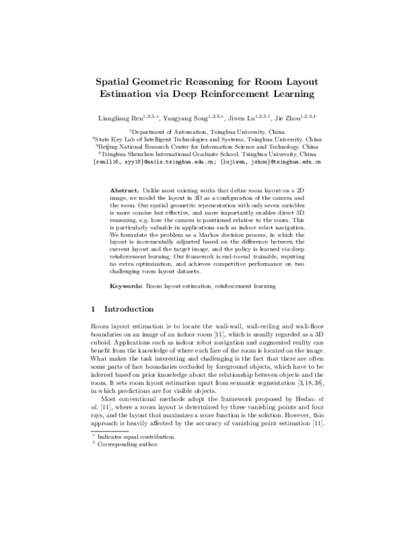 Pdf Spatial Geometric Reasoning For Room Layout Estimation Via Deep