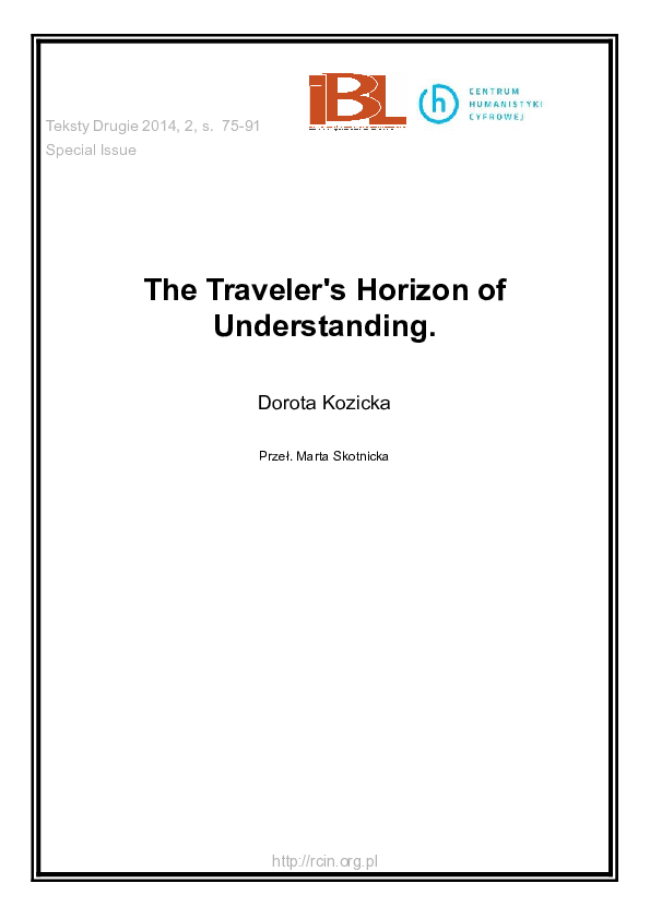 (PDF) The Traveler’s Horizon of Understanding