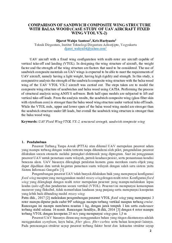 (PDF) Comparison of Sandwich Composite Wing Structure with Balsa Wood ...